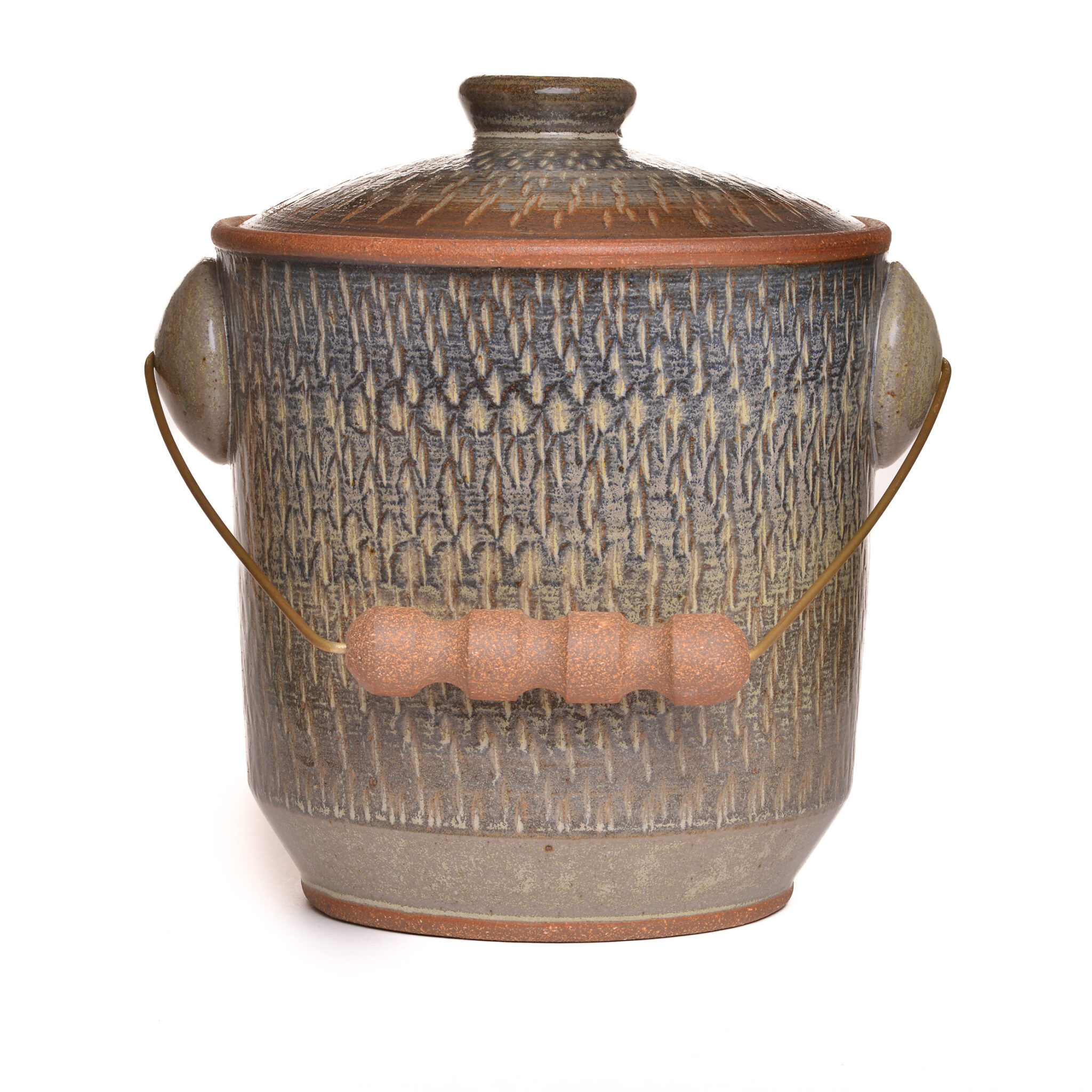 Steel Blue and Brown Ceramic Compost Bucket – Southern Highland Craft Guild