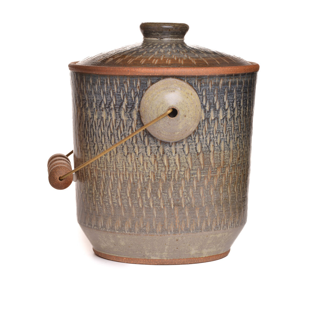 Steel Blue and Brown Ceramic Compost Bucket – Southern Highland Craft Guild