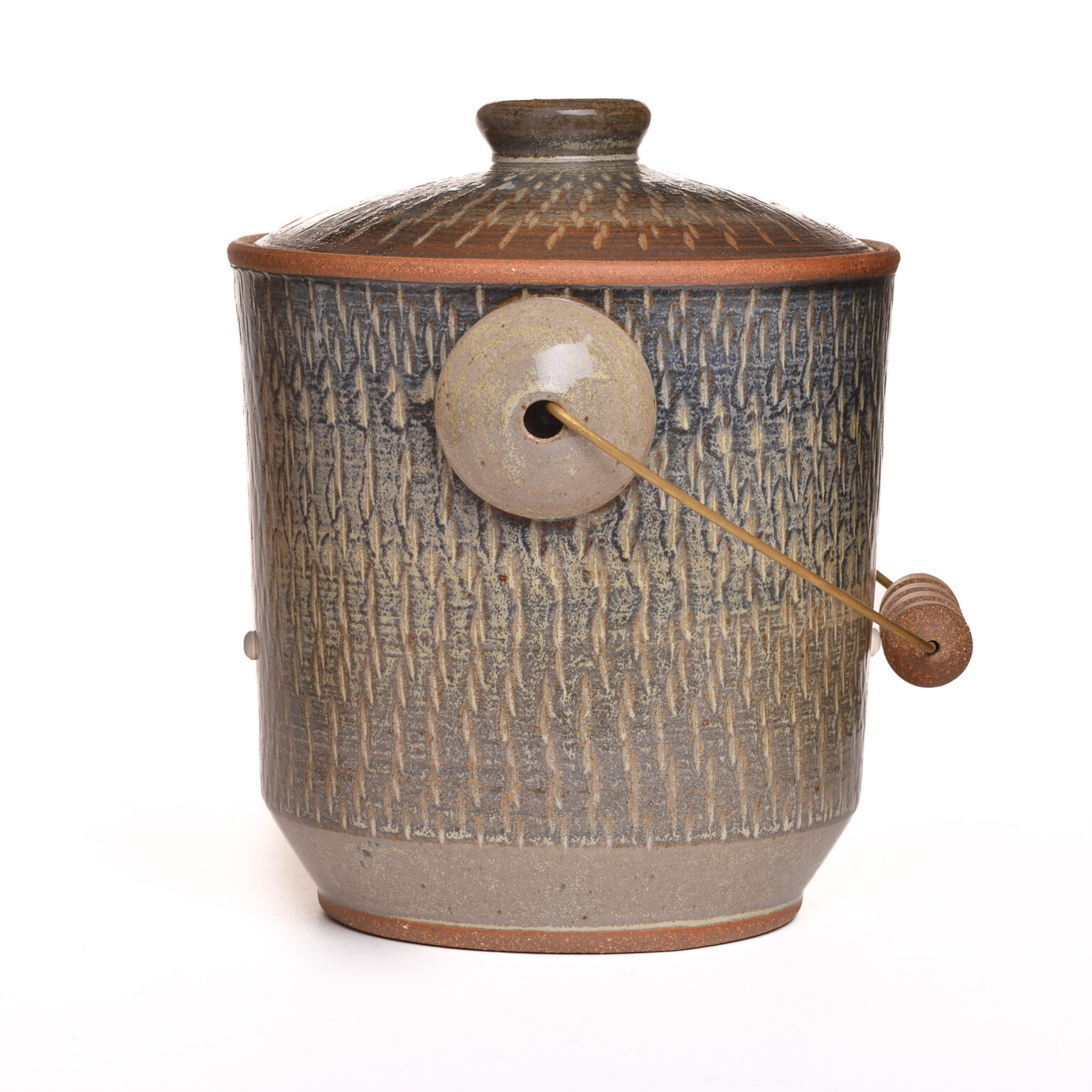 Steel Blue and Brown Ceramic Compost Bucket – Southern Highland Craft Guild